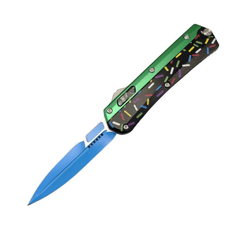 Donut Fighter Switchblade OTF Knife-Green & Black - Hidden Knife UK