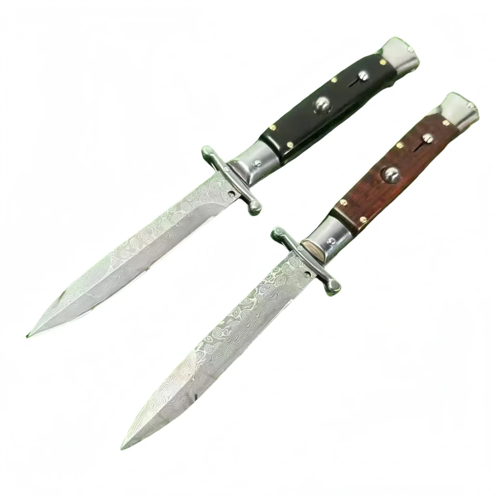 Italian Mafia Bullhorn Damascus Patron Saint - Hidden Knife UK